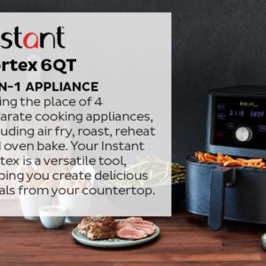 Instant Vortex 6QT XL Air Fryer, 4-in-1 Functions that Crisps, Roasts, Reheats, Bakes for Quick Easy Meals, 100+ In-App Recipes, is Dishwasher-Safe, from the Makers of Instant Pot, Black