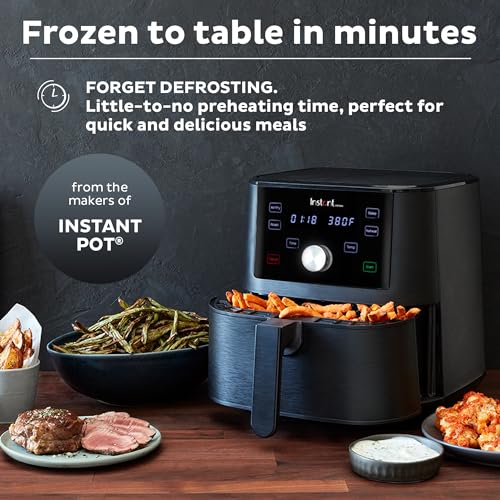 Instant Vortex 6QT XL Air Fryer, 4-in-1 Functions that Crisps, Roasts, Reheats, Bakes for Quick Easy Meals, 100+ In-App Recipes, is Dishwasher-Safe, from the Makers of Instant Pot, Black