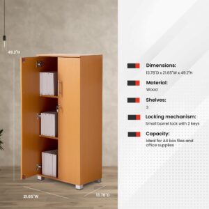 MMT Furniture Designs Ltd Office Storage Cabinet, 55cm x 35cm x 125cm, Beech