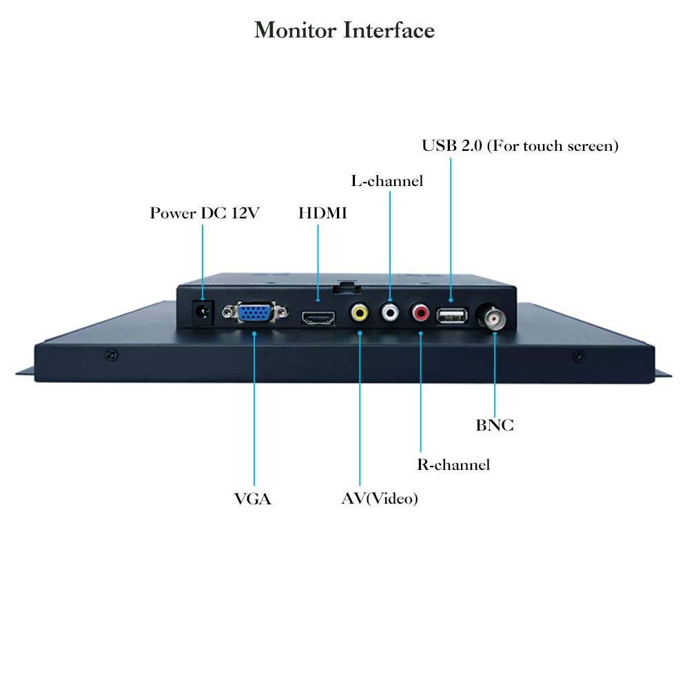 iChawk 10.1" inch Display 1920x1200 16:10 1080 Widescreen HDMI-in VGA USB Built-in Speaker Metal Shell Embedded Open Frame Support Linux Ubuntu Raspbian Debian Touch LCD Screen PC Monitor K101MT-59HRL