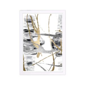 wynwood studio fashion and glam framed wall art prints 'chronos ii' home décor, 13" x 19", gold, gray