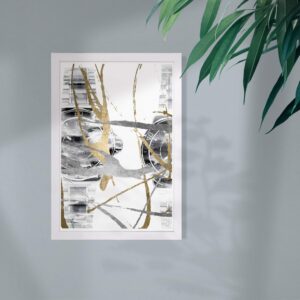 Wynwood Studio Fashion and Glam Framed Wall Art Prints 'Chronos II' Home Décor, 13" x 19", Gold, Gray