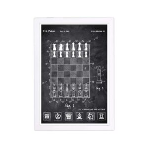 wynwood studio entertainment and hobbies framed wall art prints 'chess game and method 2000 chalkboard' home décor, 13" x 19", black, white