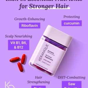 Keranique Hair & Scalp Supplements - Promote Strength and Growth Best for Thinning Nourish Your with Biotin, Vitamin B, More Vital Nutrients Keraviatin