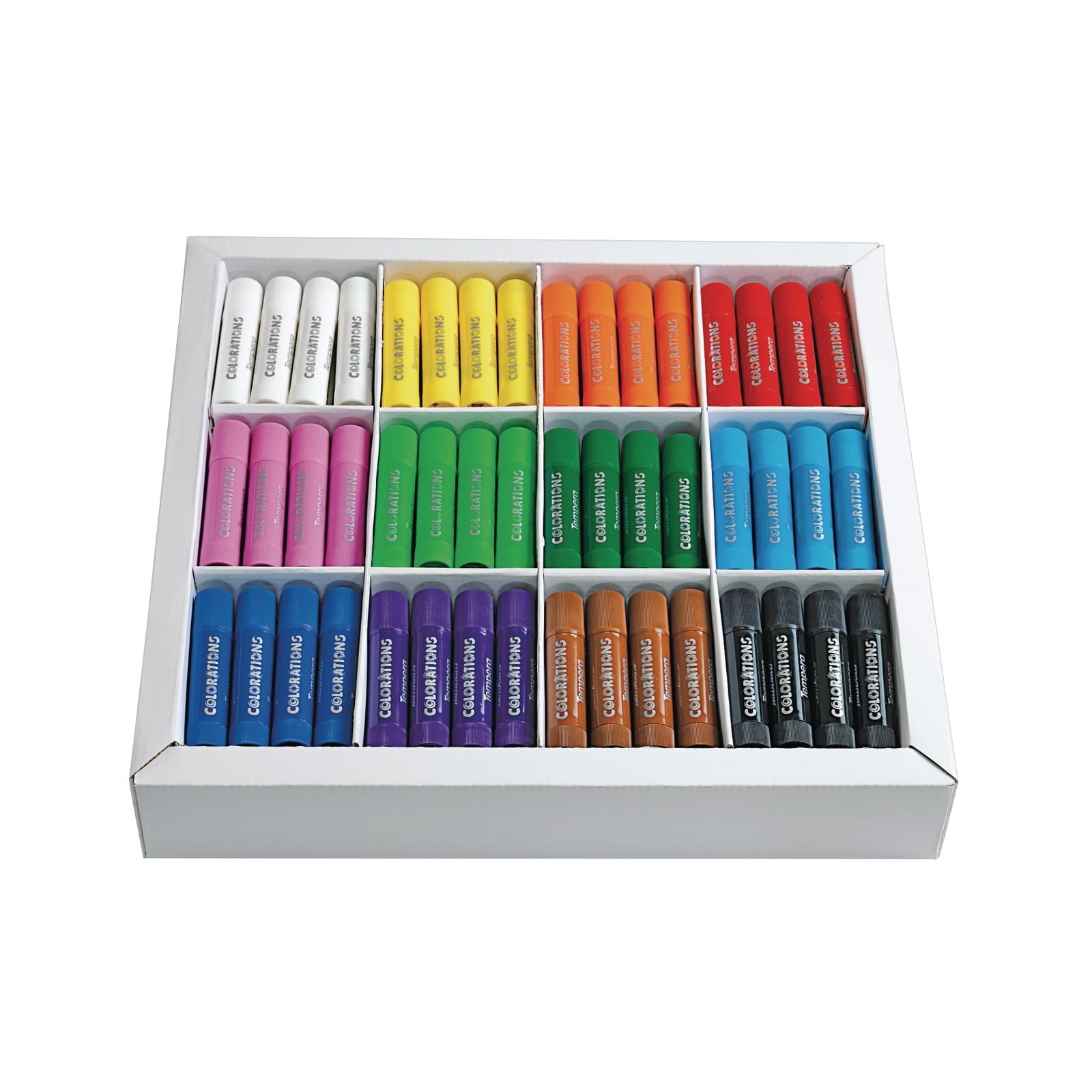 Colorations Tempera Paint Sticks, 144 Pcs, 12 Colors, Non-Toxic, Mess-Free Art Supplies for Kids, Bulk Set for the Classroom