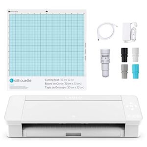 silhouette cameo 4 with bluetooth, 12x12 cutting mat, autoblade 2, 100 designs and silhouette studio software - white edition