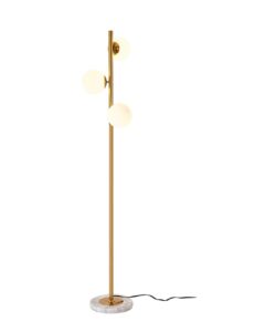 dellemade led floor lamp,3 glass globes floor light,led bulbs included,golden