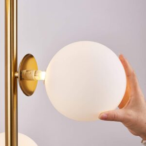 Dellemade LED Floor Lamp,3 Glass Globes Floor Light,LED Bulbs Included,Golden