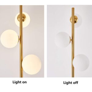 Dellemade LED Floor Lamp,3 Glass Globes Floor Light,LED Bulbs Included,Golden