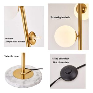 Dellemade LED Floor Lamp,3 Glass Globes Floor Light,LED Bulbs Included,Golden