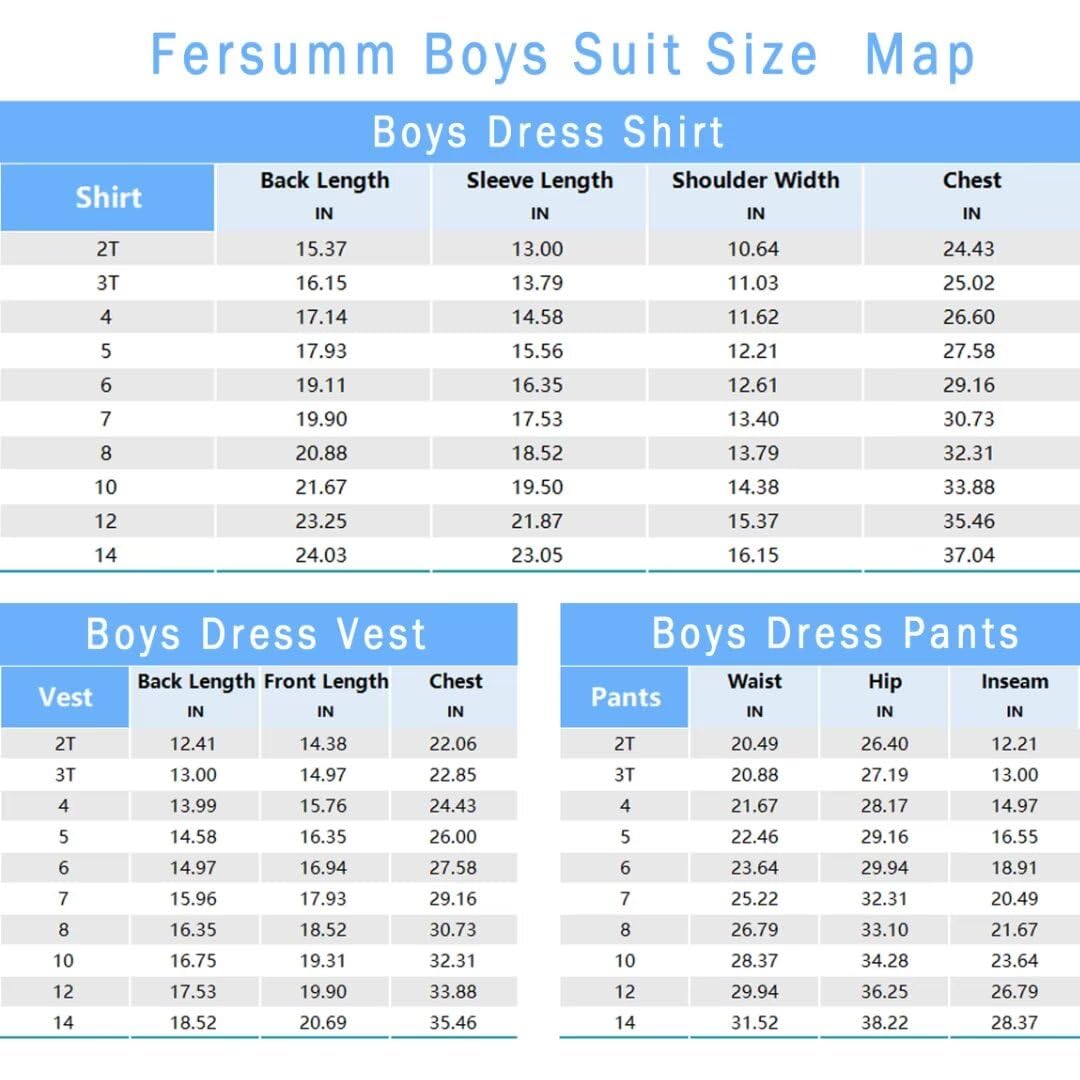 Fersumm Boys Suits Slim Fit Dress 4 Pieces Vest Set Youth Suits for Formal Occasions Black Size 2T