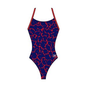 speedo women's wrack it up flyback red/white/blue 30