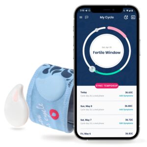 tempdrop fertility and ovulation tracker –wearable basal body temperature (bbt) monitoring sensor and fertility charting app includes comfortable armband (l/xl - 12.5-18.5 inches)