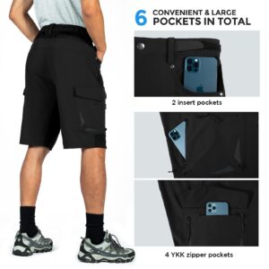 XKTTAC Men's Outdoor Quick Dry Lightweight Stretch Cargo Shorts for Hiking, Tactical, Casual, Fishing, Golf, Camping, Travel with 6 Pockets (Black, XX-Large)