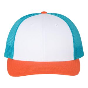 Richardson Low Pro Trucker Cap w/THP Hat Brush | M/L | White/Blue Hawaiin/Pale Orange