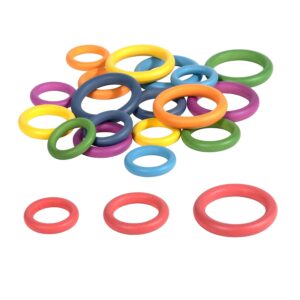 TickiT-73977 Rainbow Wooden Rings - Set of 21 - 3 Sizes - Counting and Sorting Rings - Loose Parts Wooden Toy for Babies and Toddlers 10m+ - Inspire Curiosity and Open-Ended Play