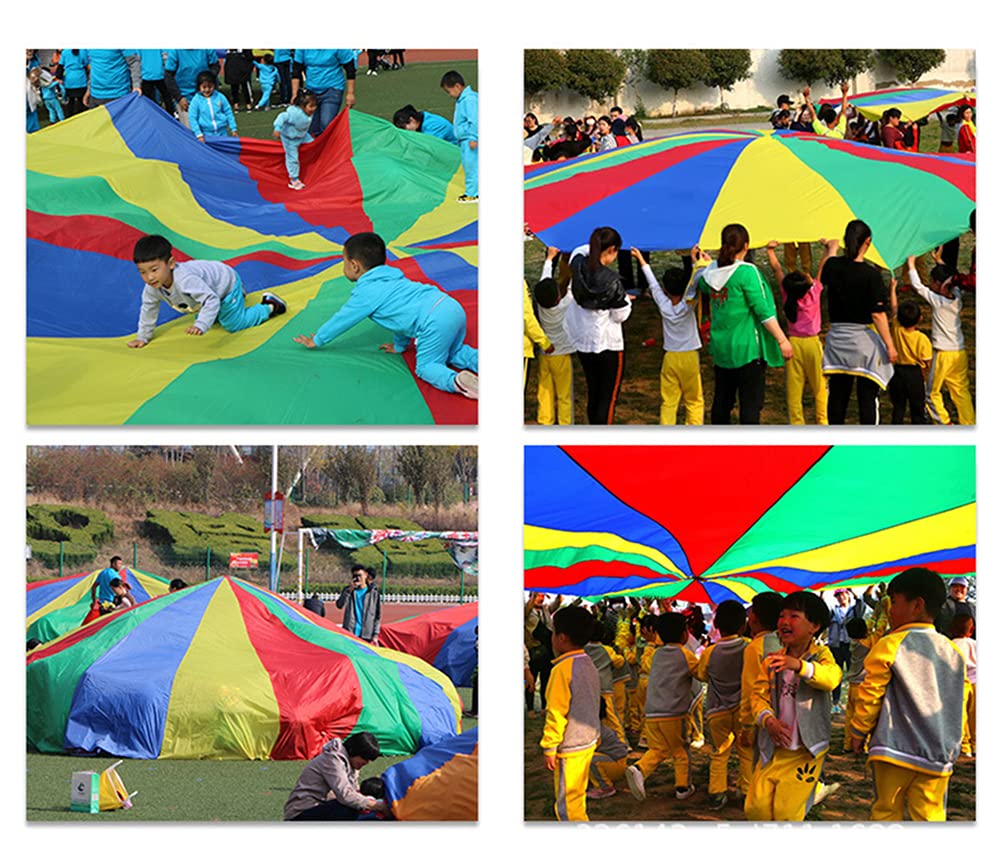 AMYESE 12ft Kids Team Game Rainbow Parachute, Outdoor Party Group Cooperative Games, Family Get-Together Entertainment