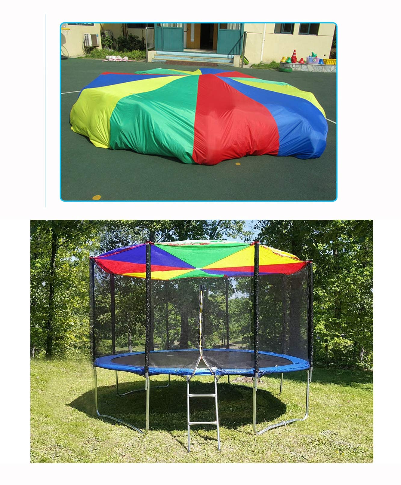 AMYESE 12ft Kids Team Game Rainbow Parachute, Outdoor Party Group Cooperative Games, Family Get-Together Entertainment