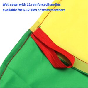 AMYESE 12ft Kids Team Game Rainbow Parachute, Outdoor Party Group Cooperative Games, Family Get-Together Entertainment