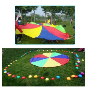 AMYESE 12ft Kids Team Game Rainbow Parachute, Outdoor Party Group Cooperative Games, Family Get-Together Entertainment