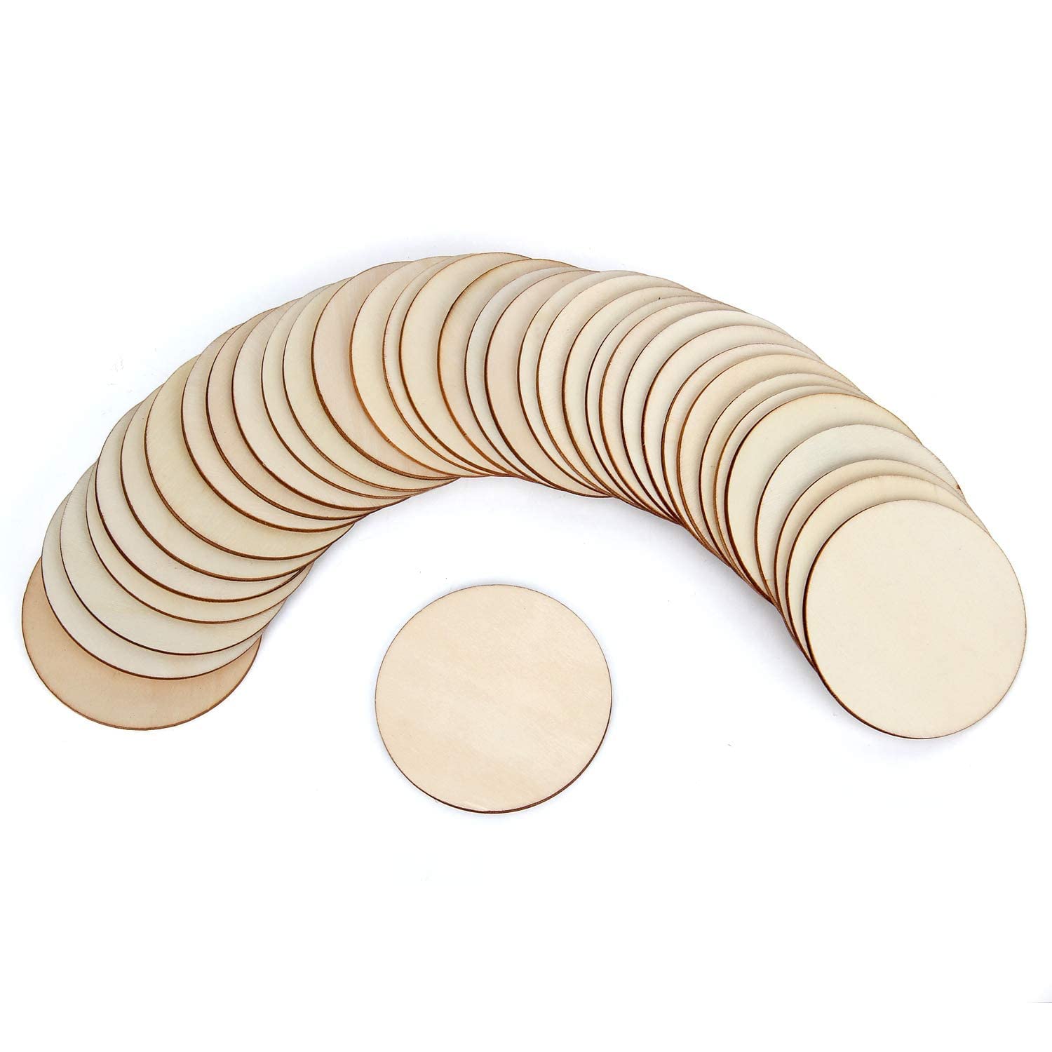 Blisstime 36 PCS 3 Inch Unfinished Wood Circles for Crafts, Wood Rounds for Crafts, Round Wood Discs for Crafts, Painting, Writing, DIY Supplies, Engraving and Carving, Home Decorations