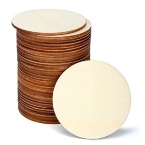 Blisstime 36 PCS 3 Inch Unfinished Wood Circles for Crafts, Wood Rounds for Crafts, Round Wood Discs for Crafts, Painting, Writing, DIY Supplies, Engraving and Carving, Home Decorations