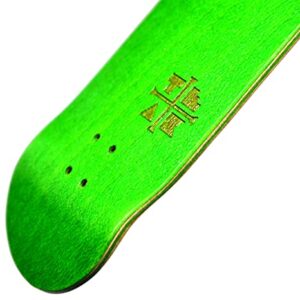 Teak Tuning Prolific Complete Fingerboard - Pro Board Shape and Size, Bearing Wheels, and Trucks - 32mm x 97mm Handmade Wooden Board - Four Wheel Clover Edition