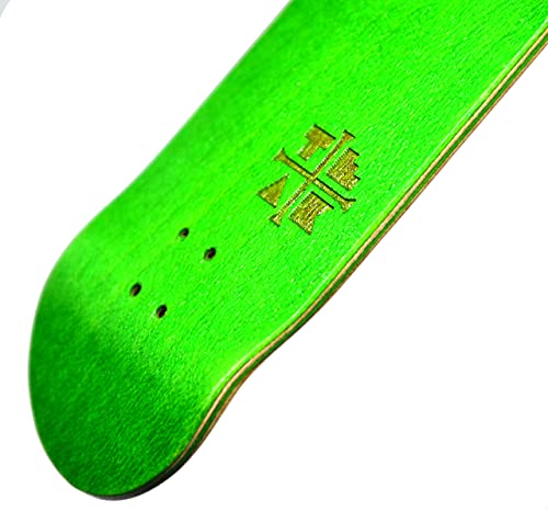 Teak Tuning Prolific Complete Fingerboard - Pro Board Shape and Size, Bearing Wheels, and Trucks - 32mm x 97mm Handmade Wooden Board - Four Wheel Clover Edition