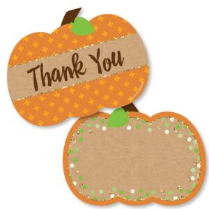 big dot of happiness pumpkin patch - shaped thank you cards - fall, halloween or thanksgiving party thank you note cards with envelopes - set of 12