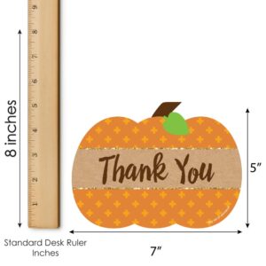 Big Dot of Happiness Pumpkin Patch - Shaped Thank You Cards - Fall, Halloween or Thanksgiving Party Thank You Note Cards with Envelopes - Set of 12