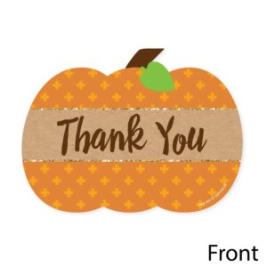 Big Dot of Happiness Pumpkin Patch - Shaped Thank You Cards - Fall, Halloween or Thanksgiving Party Thank You Note Cards with Envelopes - Set of 12