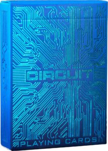 circuit ice blue playing cards with free card game ebook, creative deck of cards, premium card deck, cool poker cards, unique bright colors for kids & adults, computer themed, black playing cards