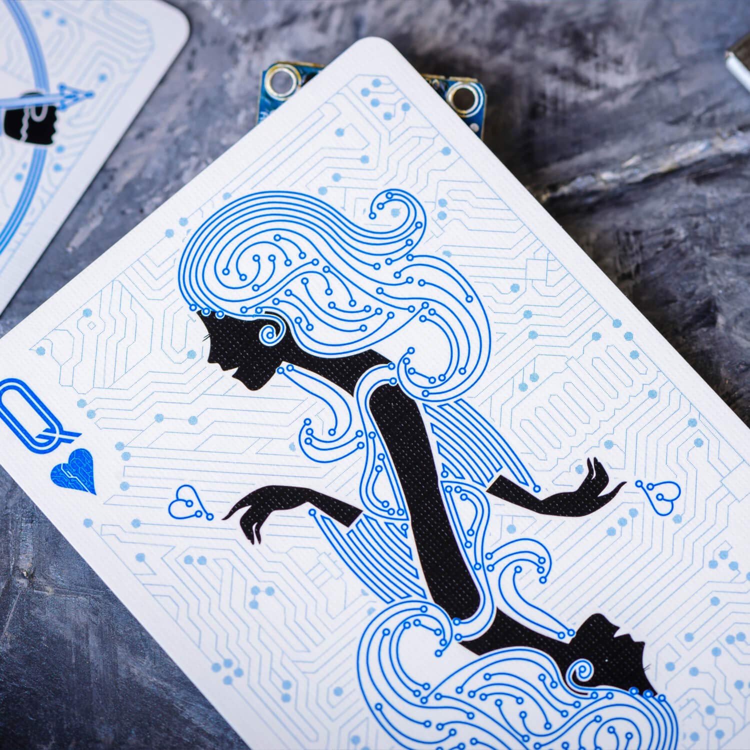 Circuit Ice Blue Playing Cards with Free Card Game eBook, Creative Deck of Cards, Premium Card Deck, Cool Poker Cards, Unique Bright Colors for Kids & Adults, Computer Themed, Black Playing Cards