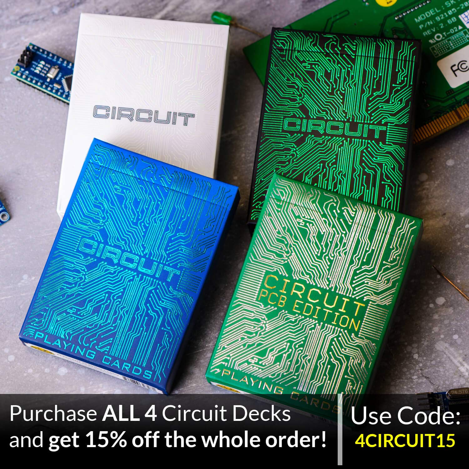 Circuit Ice Blue Playing Cards with Free Card Game eBook, Creative Deck of Cards, Premium Card Deck, Cool Poker Cards, Unique Bright Colors for Kids & Adults, Computer Themed, Black Playing Cards