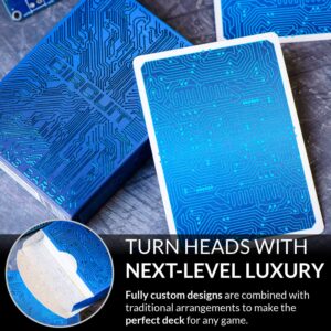 Circuit Ice Blue Playing Cards with Free Card Game eBook, Creative Deck of Cards, Premium Card Deck, Cool Poker Cards, Unique Bright Colors for Kids & Adults, Computer Themed, Black Playing Cards