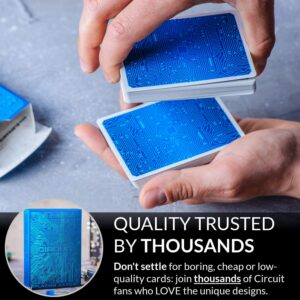 Circuit Ice Blue Playing Cards with Free Card Game eBook, Creative Deck of Cards, Premium Card Deck, Cool Poker Cards, Unique Bright Colors for Kids & Adults, Computer Themed, Black Playing Cards