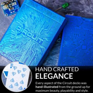 Circuit Ice Blue Playing Cards with Free Card Game eBook, Creative Deck of Cards, Premium Card Deck, Cool Poker Cards, Unique Bright Colors for Kids & Adults, Computer Themed, Black Playing Cards