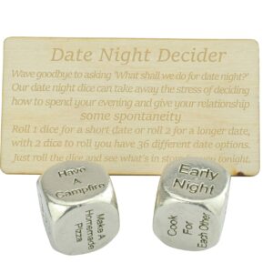 Date Night Dice 2 Metal Dice Gives 36 Possible Date Nights - Great Fun Date Night Idea