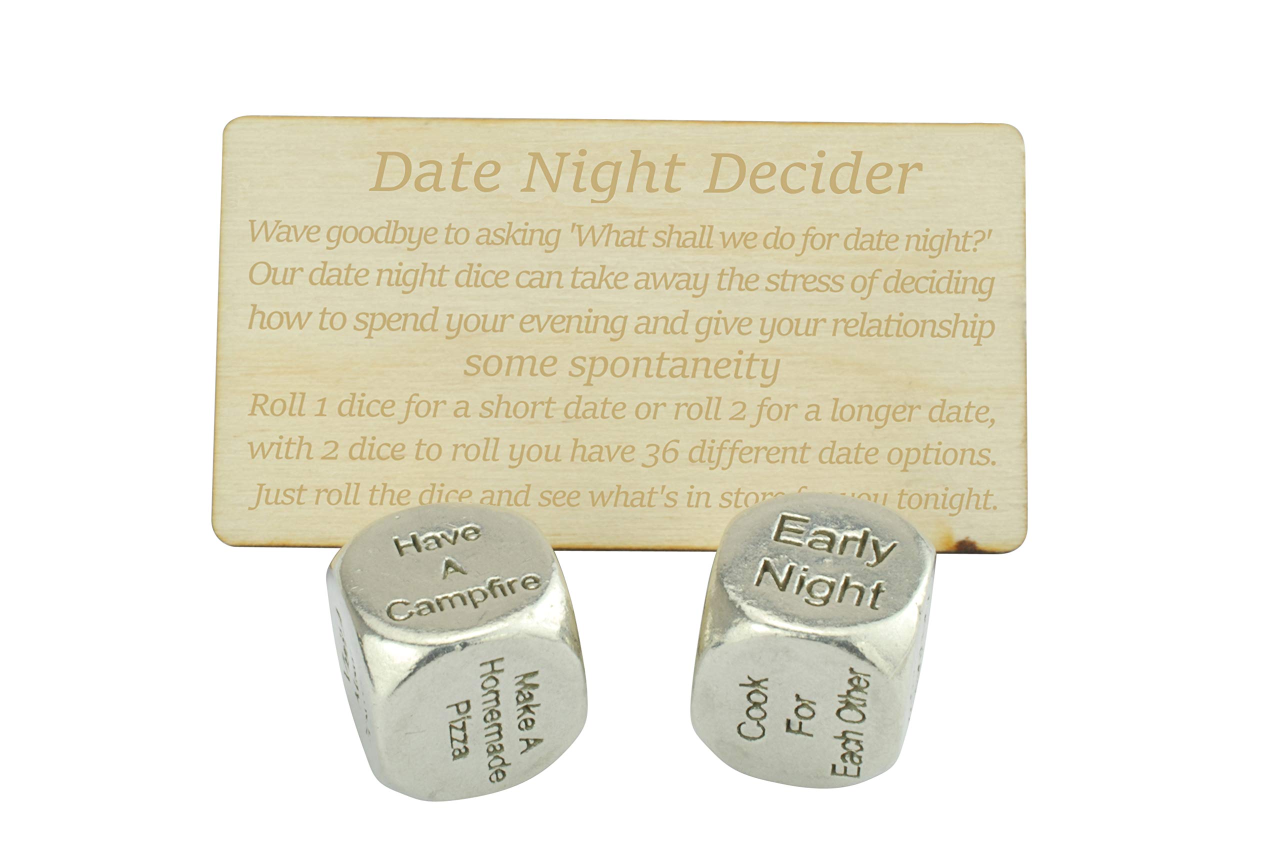 Date Night Dice 2 Metal Dice Gives 36 Possible Date Nights - Great Fun Date Night Idea