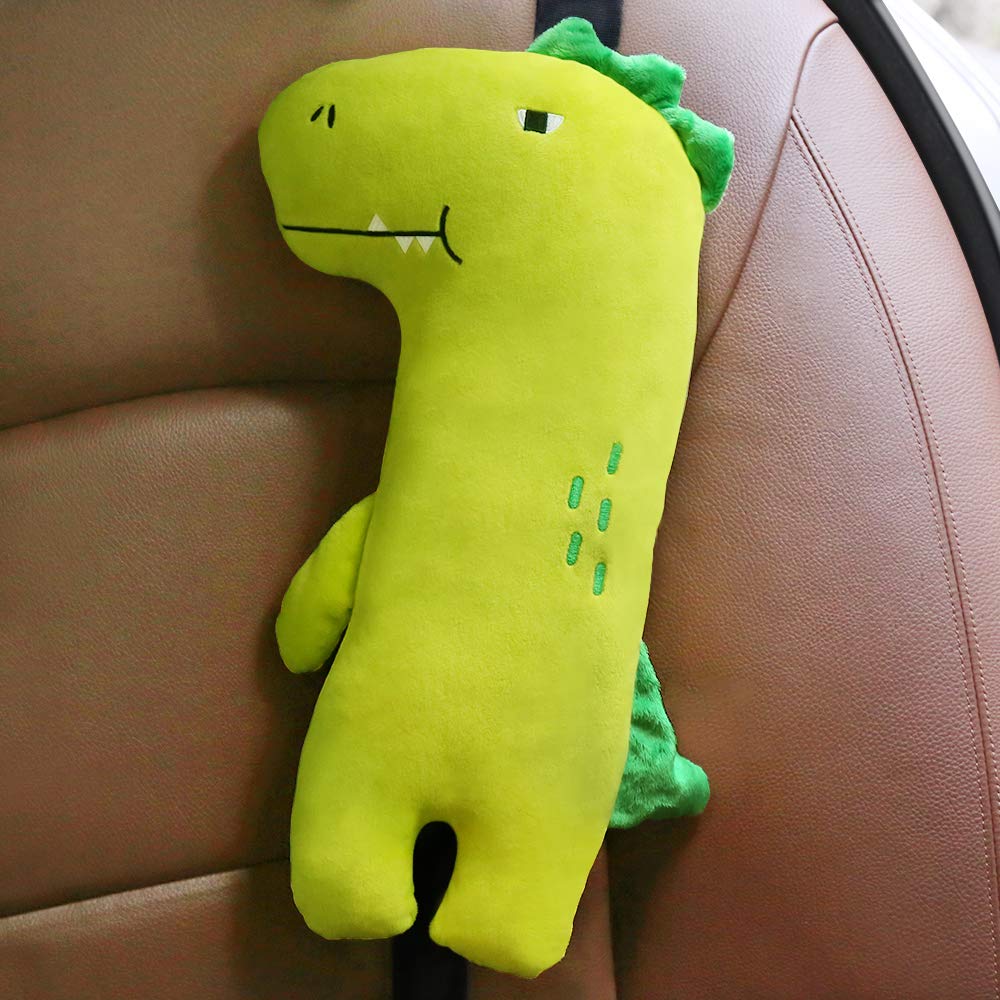 Seatbelt Pillow for Kids, Dinosaur Car Pillow for Kids, Toddler Seat Belt Cushion Seatbelt Cover, Animal Travel Car Seat Strap Cover Head Neck Support Vehicle Shoulder Pad for Baby Girl Boy Car Toy