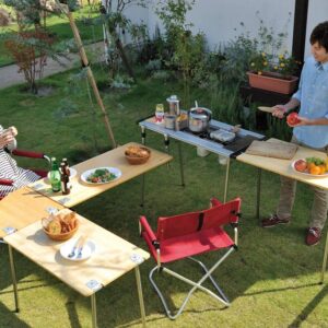 Snow Peak IGT Bamboo Table Long, CK-117TR, Designed in Japan, Made of Laminated Bamboo, for Snow Peak Iron Grill Table System, Lifetime Product Guarantee