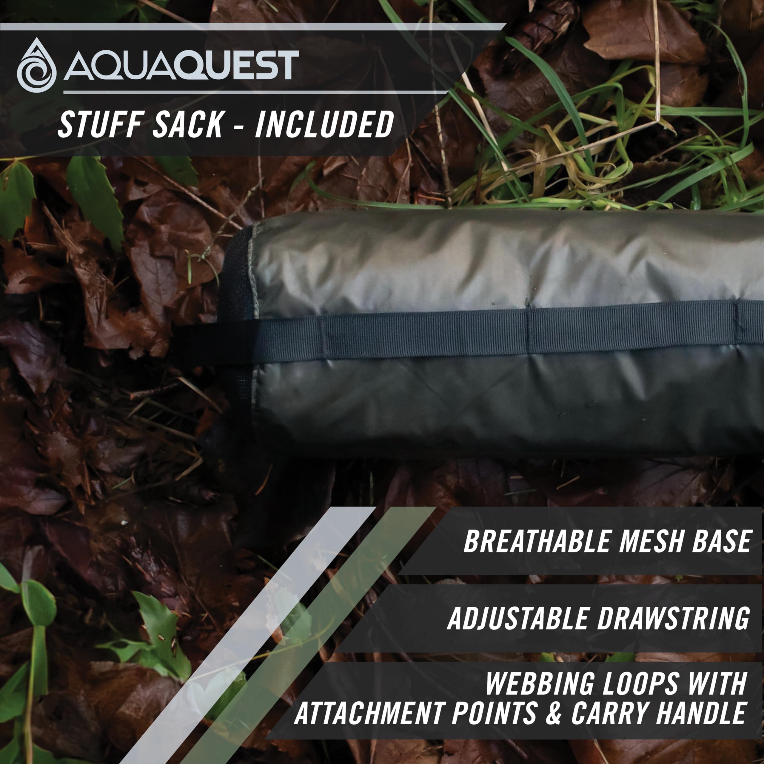 AquaQuest Safari Waterproof Camping Tarp - Lightweight Sun Shade or Rain Fly - Camping Essentials for Hiking, Backpacking & Hammock, 10 x 10 ft, Olive Drab