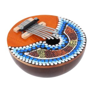 vgeby1 7 key tuneable coconut shell mbira portable kalimba adjustable finger thumb piano musical instrument (random pattern)