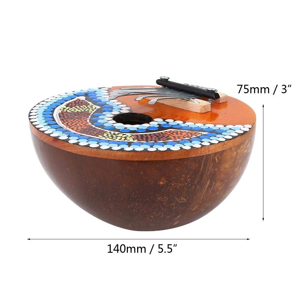 VGEBY1 7 Key Tuneable Coconut Shell Mbira Portable Kalimba Adjustable Finger Thumb Piano Musical Instrument (Random Pattern)