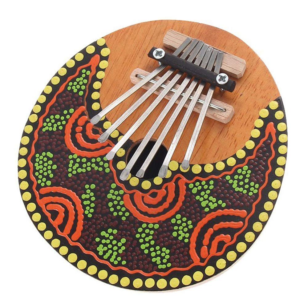 VGEBY1 7 Key Tuneable Coconut Shell Mbira Portable Kalimba Adjustable Finger Thumb Piano Musical Instrument (Random Pattern)