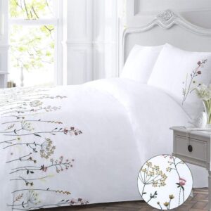 yinfung white flower duvet cover set queen floral cotton pink flowered spring elegant wildflower embroidered pretty botanical french country textured 90x90 garden girls cottage 3pc zip bedding set