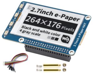 waveshare 2.7inch e-ink display hat,264x176 pixel black,white two-color 3.3v/5v e-paper screen lcd for raspberry pi 4b/3b+/3b/2b/zero/zero w/zero wh and jetson nano spi interface support full refresh