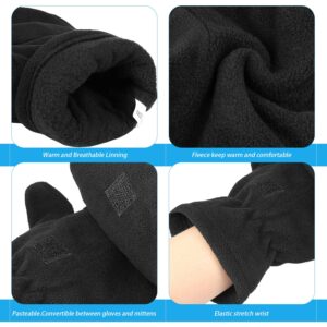 OZERO Fingerless Gloves 3M Thinsulate Convertible Winter Warm Mittens Insulated Polar Fleece Windproof for Running/Cycling/Walking Dogs Thermal for Man and Women (Large,Black)