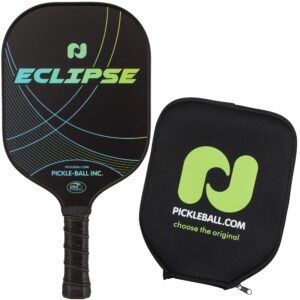 pickle-ball eclipse graphite pickleball paddle - blue/green | polymer honeycomb core, graphite hybrid composite face | lightweight | paddle cover included