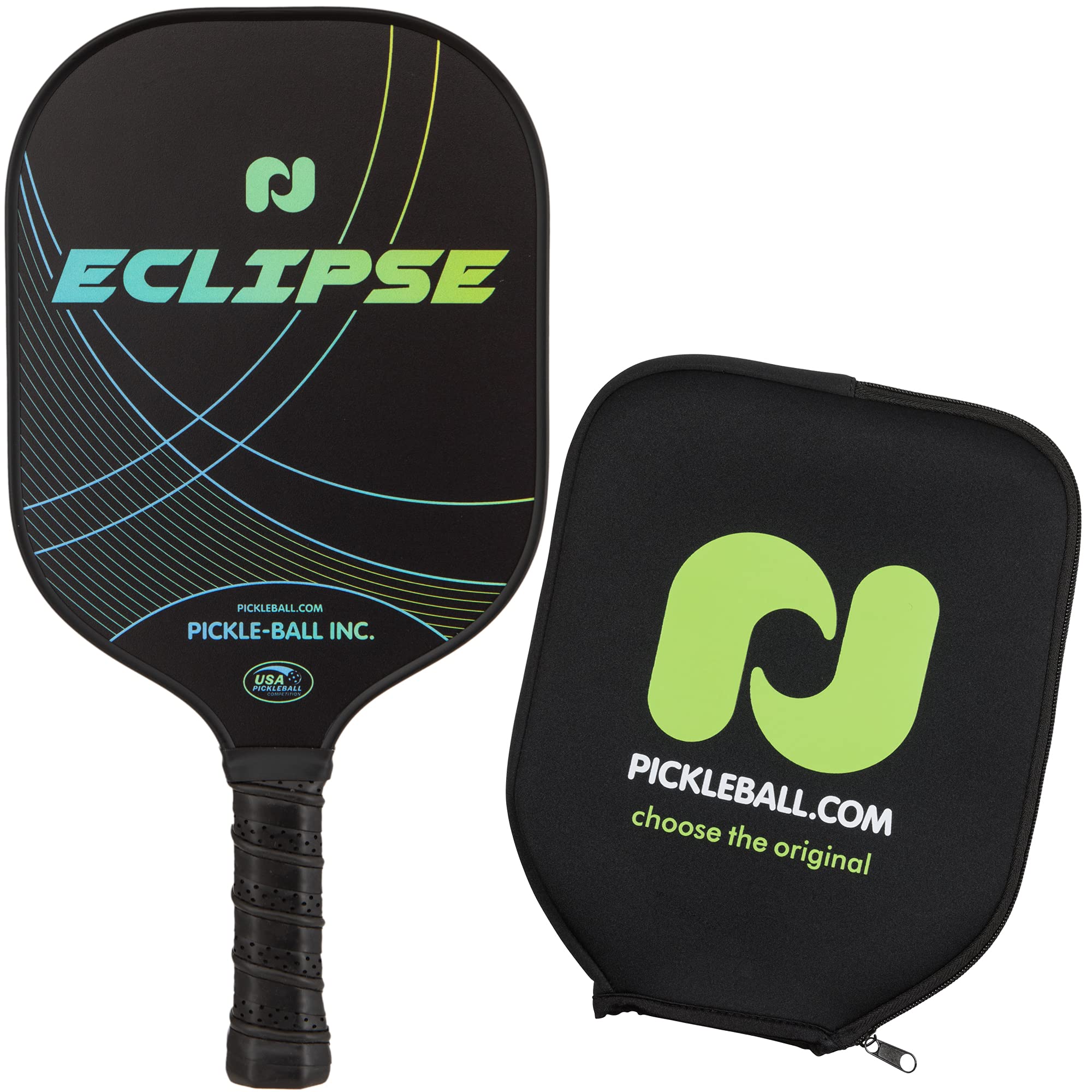 Pickle-ball Eclipse Graphite Pickleball Paddle - Blue/Green | Polymer Honeycomb Core, Graphite Hybrid Composite Face | Lightweight | Paddle Cover Included